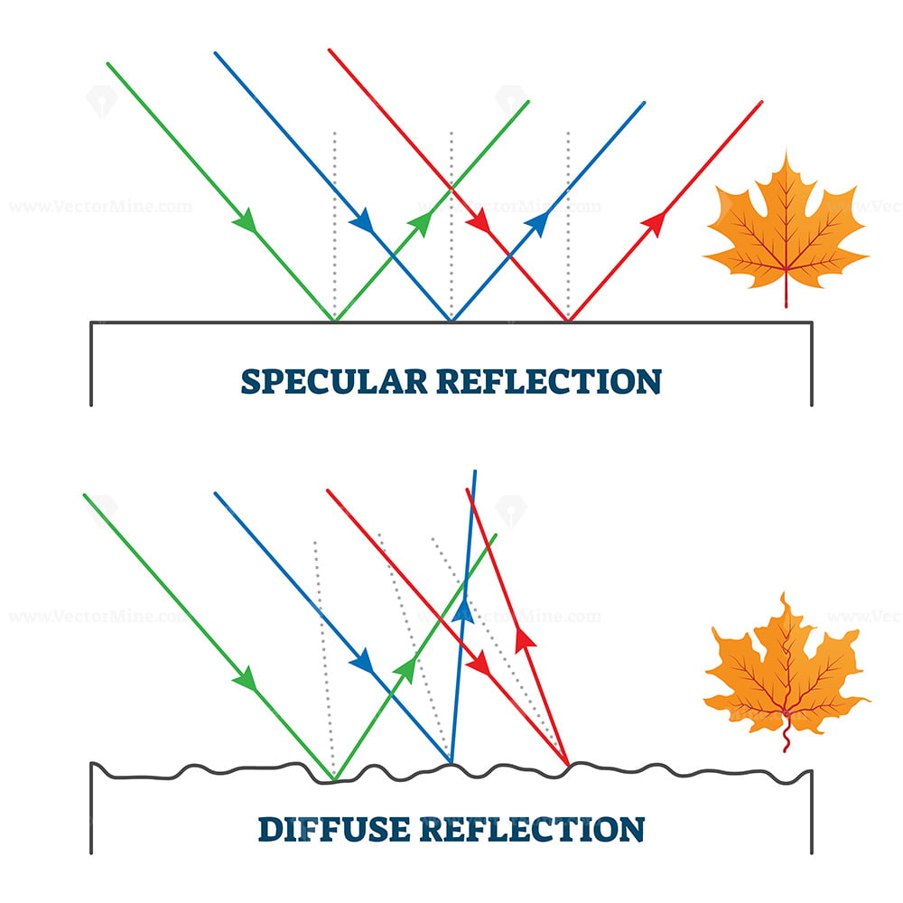 Specular And Diffuse Reflection Vector Illustration Diagram VectorMine