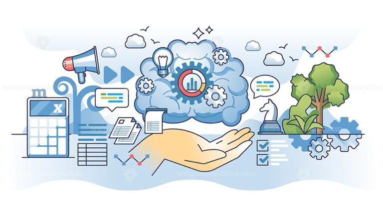 Big Data In Education For Information Collection Outline Hands Concept Vectormine