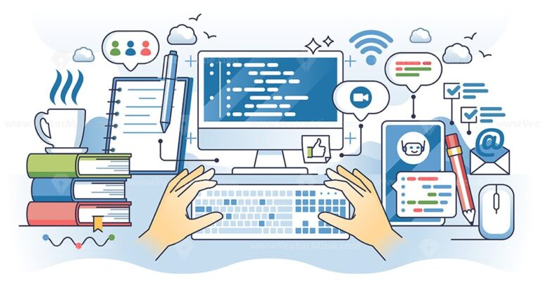 Coding Help And Web Programming Support Places In Outline Emoji Diagram Vectormine