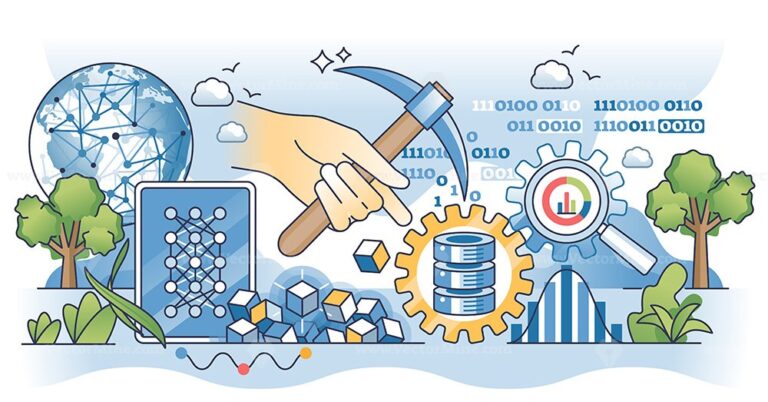 Data Coding As Process Of Converting Data For Analyze Outline Hands Concept Vectormine