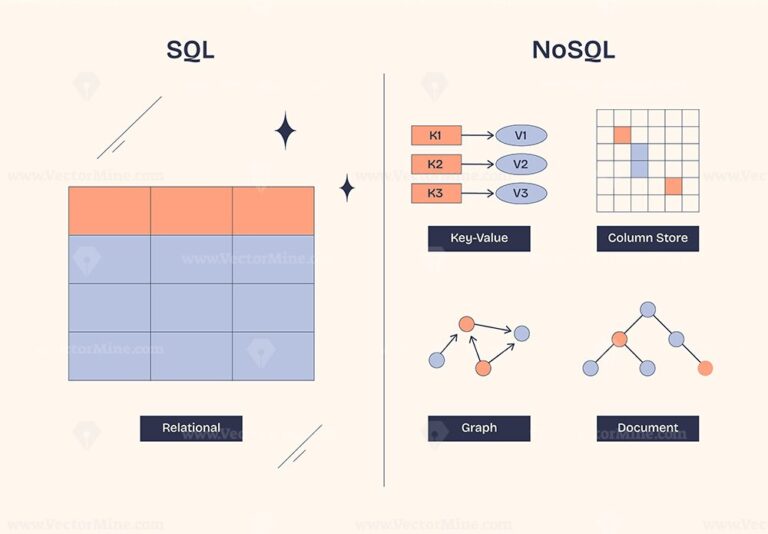 Sql Vs Nosql Database Diagram Shows Relational Key Value Column Store